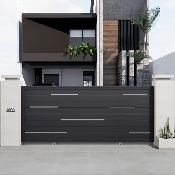 Quality Waterproof Aluminium Entrance Gates T5/T6 / Adjustable Louvers  Aluminum Sliding Driveway Gates for sale