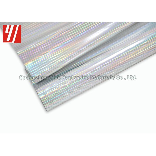 Quality Laser Grid PET 25 Micron Silver Holographic Foil for sale