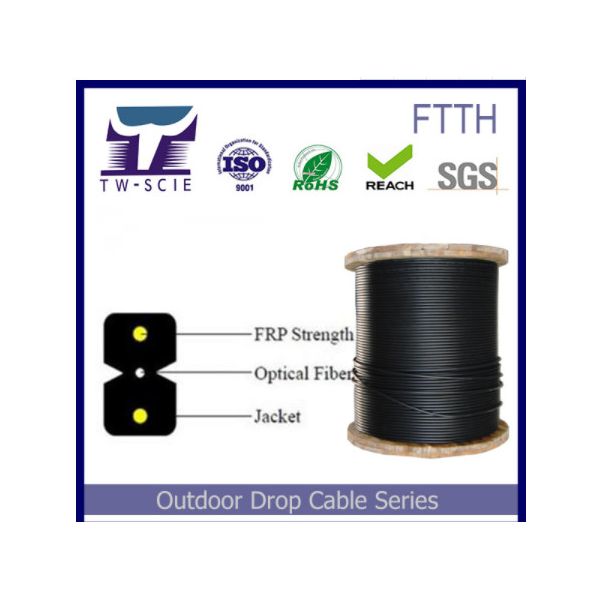 Quality FTTH 2 Core Indoor Shielded Fiber Optic Cable , Fiber Drop Cable Easy To Lay for sale