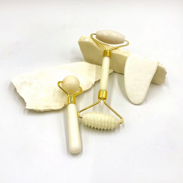 Quality 2023 Newest Models Yin Yang Gua Sha Set 100% Natural Jade Roller for Skin Facial Care for sale