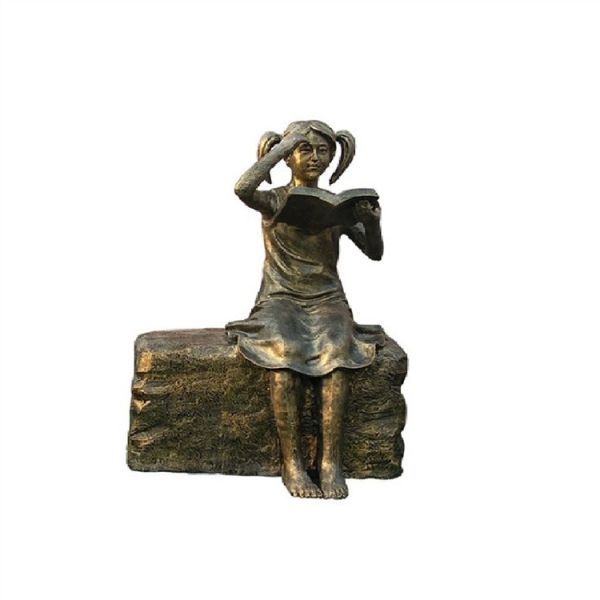 Quality Bronze Statue Reading Book Decorative Metal Sculpture Reading Garden Statues for sale