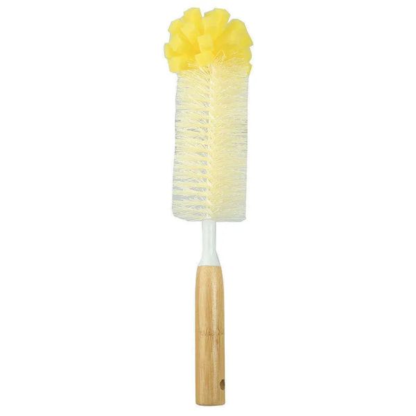 Quality Long Bamboo Handle Sponge Bottle Cleaning Brush For Kitchen for sale