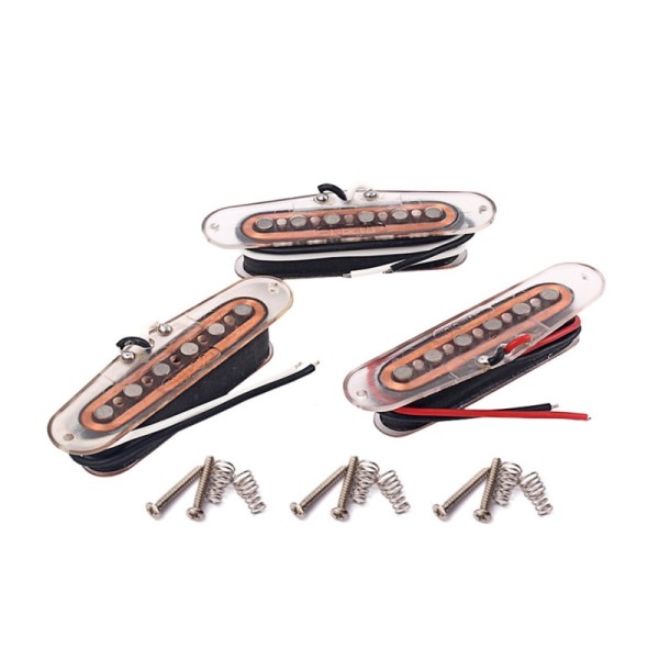 Quality Set Of Single Coil Pickup Set SSS For Fender Strat Style Guitar Copper Color With Transparent Cover for sale