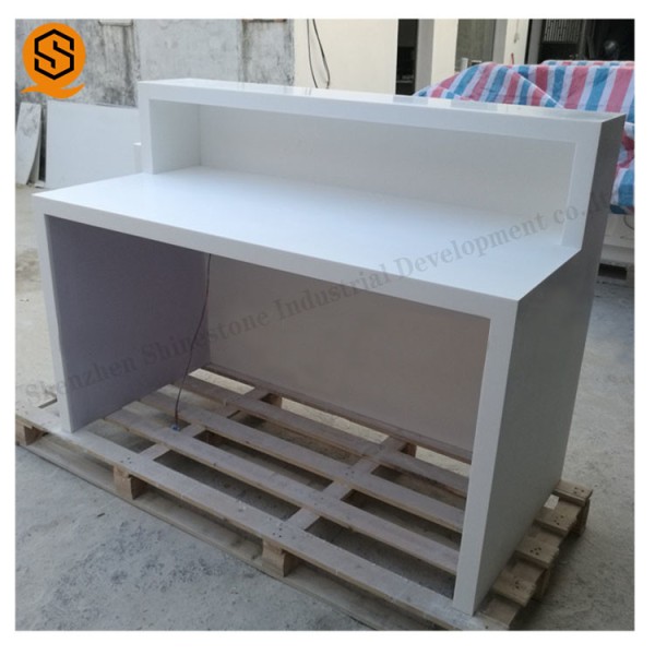 Quality OEM ODM White Solid Surface Reception Desk With Led Light for sale