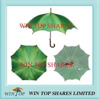China Tropic Banana Leaves Design Auto Wooden Umbrella factory
