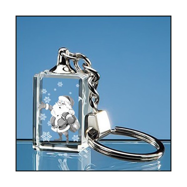 Quality Crystal Keychain And Lanyard Santa Clause Christmas Led Light Keychain for sale