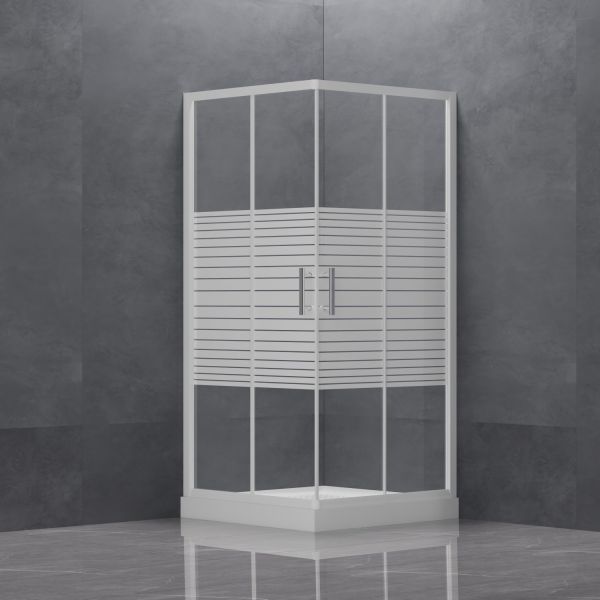 Quality White Printed White Electroplated Frame Simple Arc Shower Enclosure E2303-W1 for sale