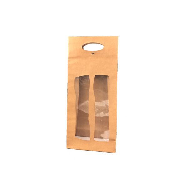 Quality Brown Wine Gift Box Packaging , 2 Bottle Wine Gift Box With Clear Window for sale