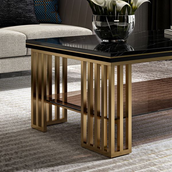 Quality Home Use Rectangle Coffee Table Mirror Finish Tea Table Marble Top for sale