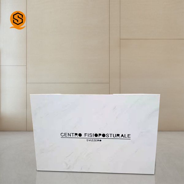 Quality Small Reception Desk Office Front Counter White Stone Solid Surface Reception Desk for sale