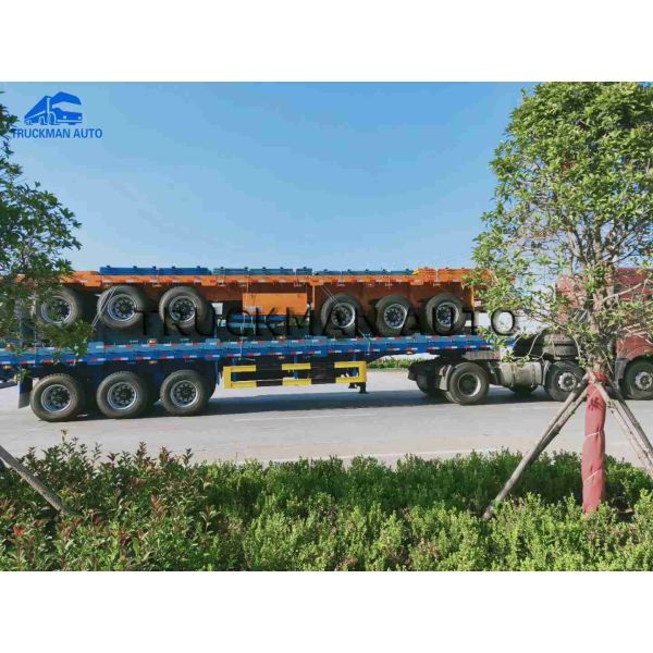 Quality 40" Flatbed 3 Axles Container Semi Trailer 50 Tons Loading Capacity With Led for sale