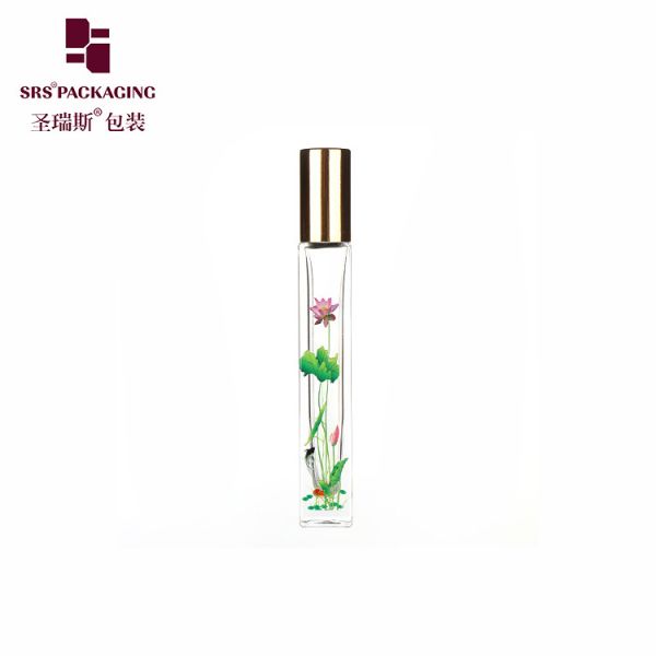 Quality GB2-10ml Square Perfume Glass Roller Ball Container Empty With 3d Printing for sale