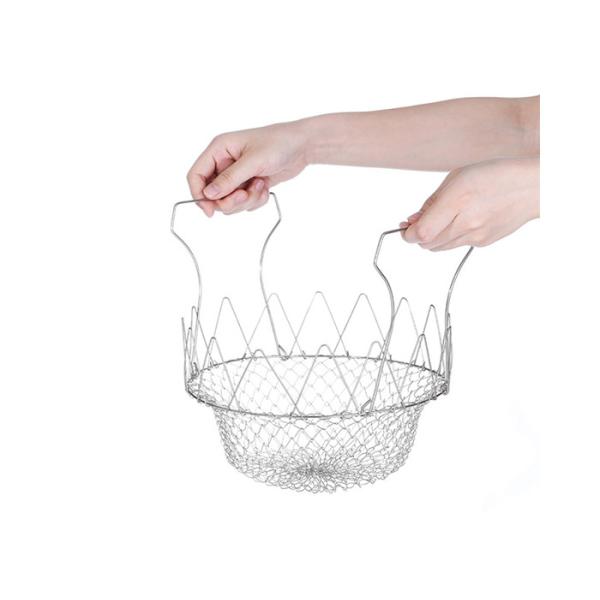 Quality 300g Stainless Steel Mesh Filter Baskets Foldable Strainer Colander For Frying for sale