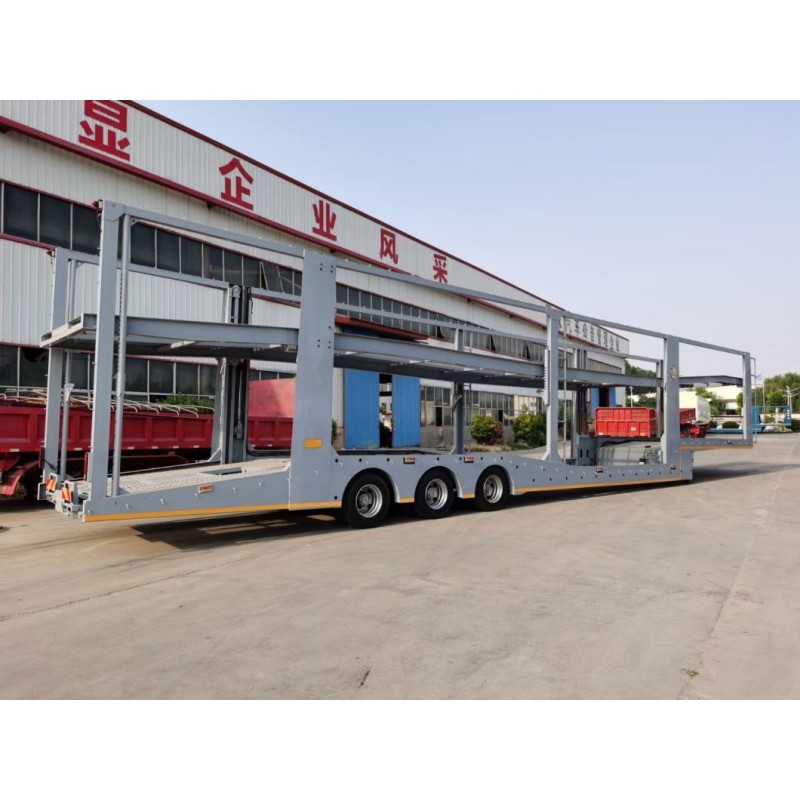 Top view of trailer deck demonstrating vehicle loading capacity