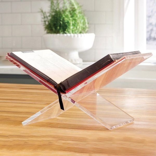 Quality Folded Open Plexiglass Model Plastic Cookbook Acrylic Book Stand Display Holder for sale