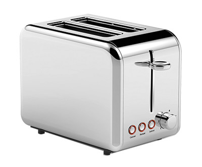 Quality Reheat Function Brushed Chrome Stainless Steel Toaster 2 Slice for sale