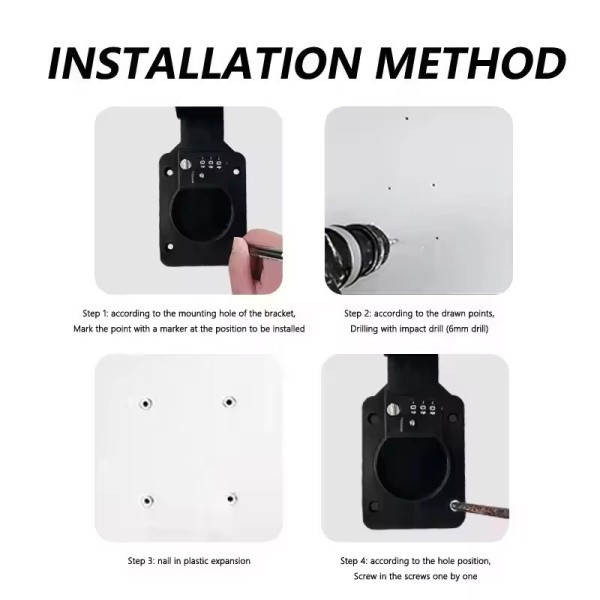 Quality GBT Dummy Socket Wall Mounted Black J-Hook GBT Cable Holster EV Charging Cable for sale