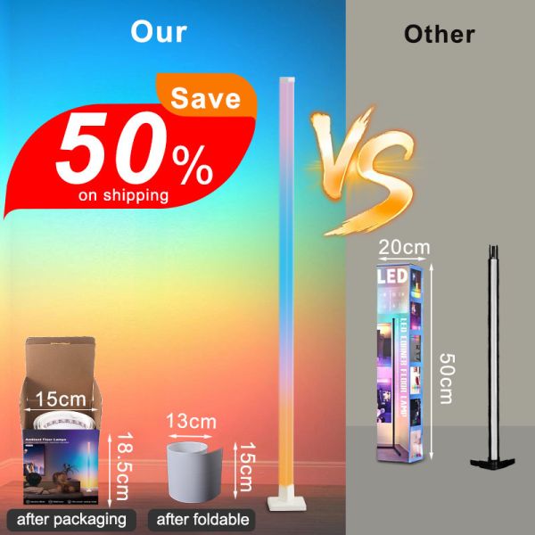 Quality LED Light Source RGB Modern Floor Lamp Multi Color Smart Corner Lighting Music for sale