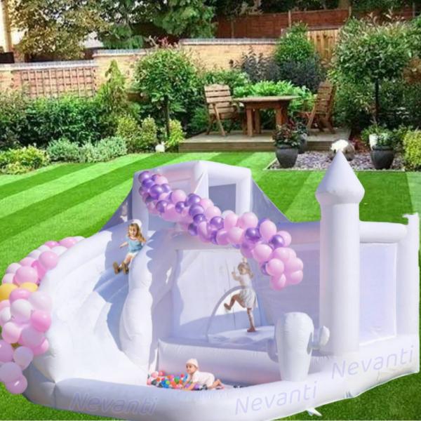Quality 2024 Design White Mini Inflatable Bouncy Castle Combo Bounce with Custom Logo for sale