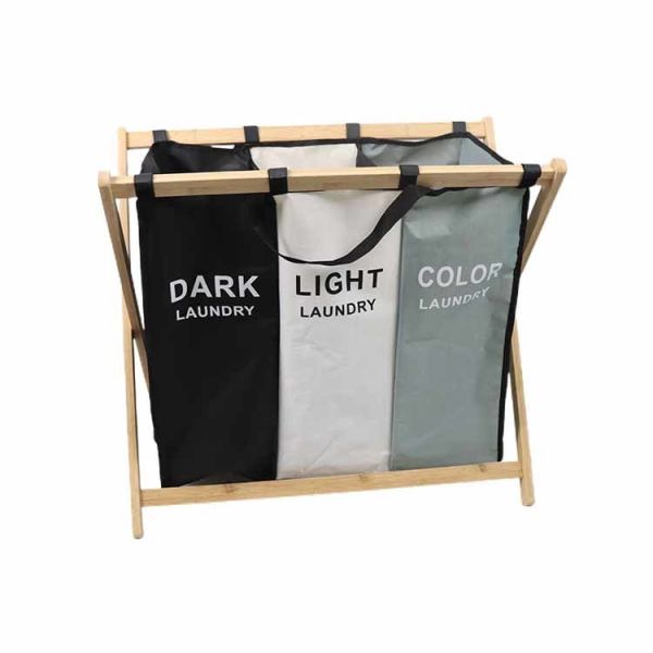 Quality Reusable Folding Collapsible Laundry Hamper For Clothes Socks Sturdy Bamboo Wood for sale