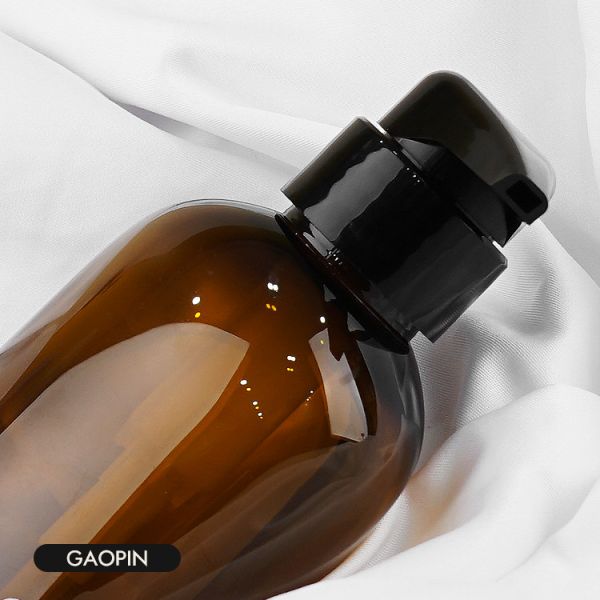 Quality 10.14oz 13.52oz Round Flat Plastic Shampoo Bottles Brown Eco Friendly for sale