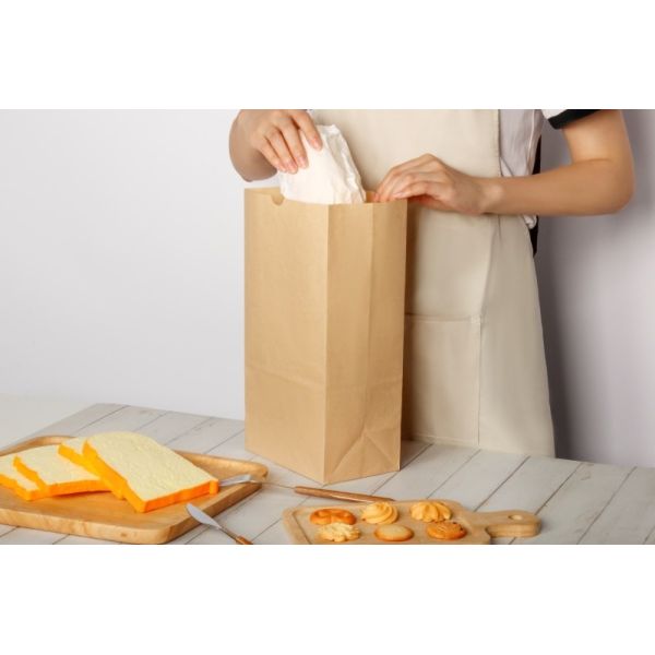 Quality Custom Brown SOS Paper Bags Recyclable Without Handle Fast Food Paper Bags for sale