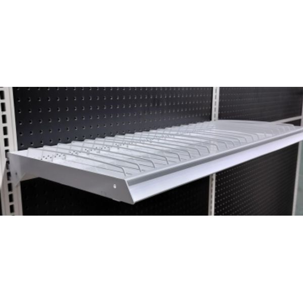 Quality Craft Pain Metal Gondola Shelf With Wire Dividers Hung At Two Angles for sale