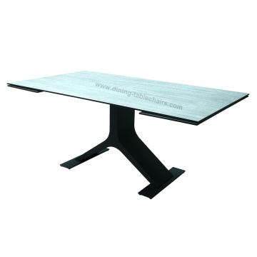 Quality 2.5 Meter Tempered Glass Dining Table With HPL Laminate For 10-12 Seats for sale