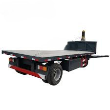 Quality Farm 2-Axles Flat Platform Flatbed Drawbar Full Trailer With Ladder for sale