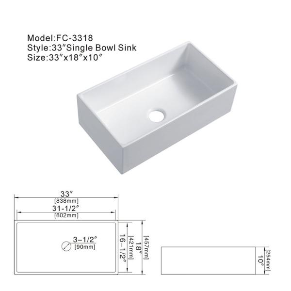 Quality Villa Apartment Apron Front Farmhouse Sink 33 Inch Kitchen Sink for sale