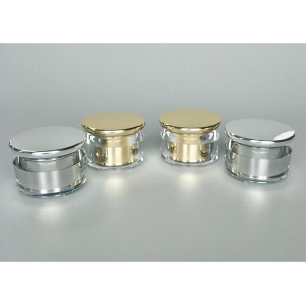 Quality Silver / Golden Cosmetic Cream Jar , Empty Acrylic Round Cream Jar for sale
