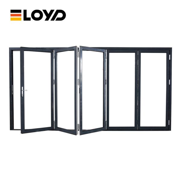 Quality Aluminium Accordion Glass Folding Patio Doors Trifold Collapsible Fire Rated for sale