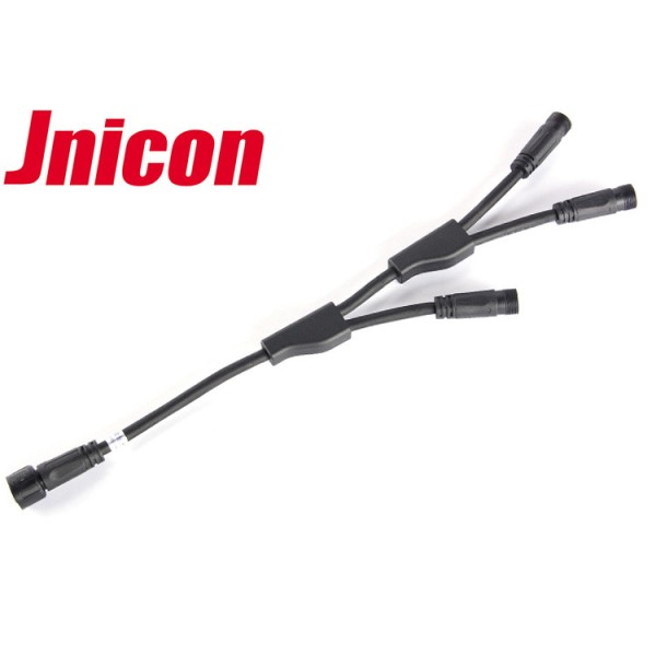 Quality 2P Black Cable Outdoor Waterproof Connectors , Jnicon Waterproof Y Connector for sale