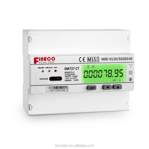 Quality Accurate Energy Billing EM737 CT 3*230/400V Three Phase Energy Meter with Modbus RS485 for sale