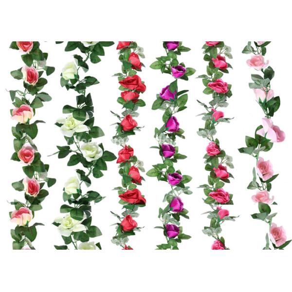 Quality 17FT Artificial Rose Vine Fake Hanging Flower Vines OEM ODM for sale
