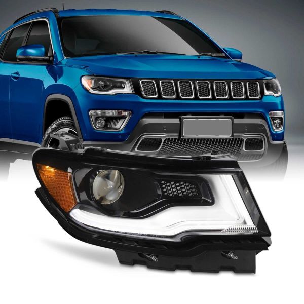 Quality For 2017-2021 Jeep Compass Halogen or HID/Xenon LED Tube DRL Projector Car Headlight for sale