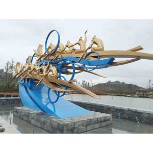 Quality Stainless Steel Large Outdoor Sculpture , Large Garden Sculptures Metal Art for sale