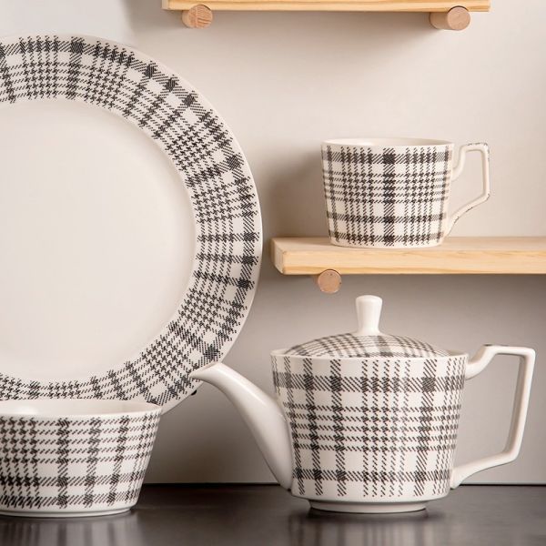 Quality Sustainable Fabric Pattern Dinnerware Set In Modern Nordic Style For Luxury Tableware for sale