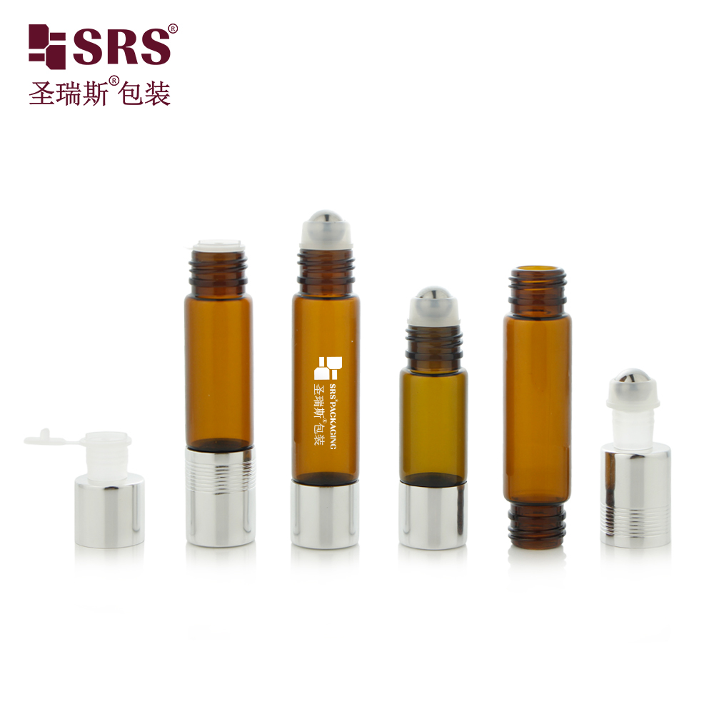 Quality SGP1 Luxury Double-ended Brown Color Glass Bottle With Plug and Roller Steel for sale
