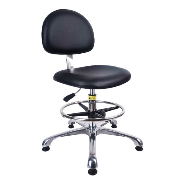 Quality Indoor Industrial Work PU Leather Chairs Cleanroom ESD Saddle Leather Desk Chair for sale