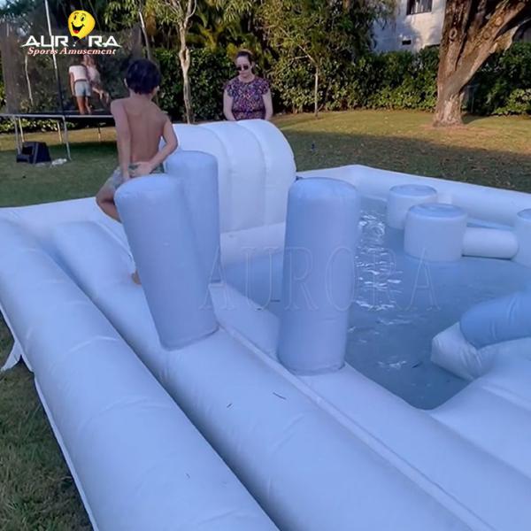 Quality White Outdoor Inflatable Soft Play Equipment Playground Water Slide Pool For for sale