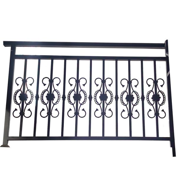 Quality Home Decor Wrought Iron Guardrail Balustrades Black Rod Iron Stair Railing for sale