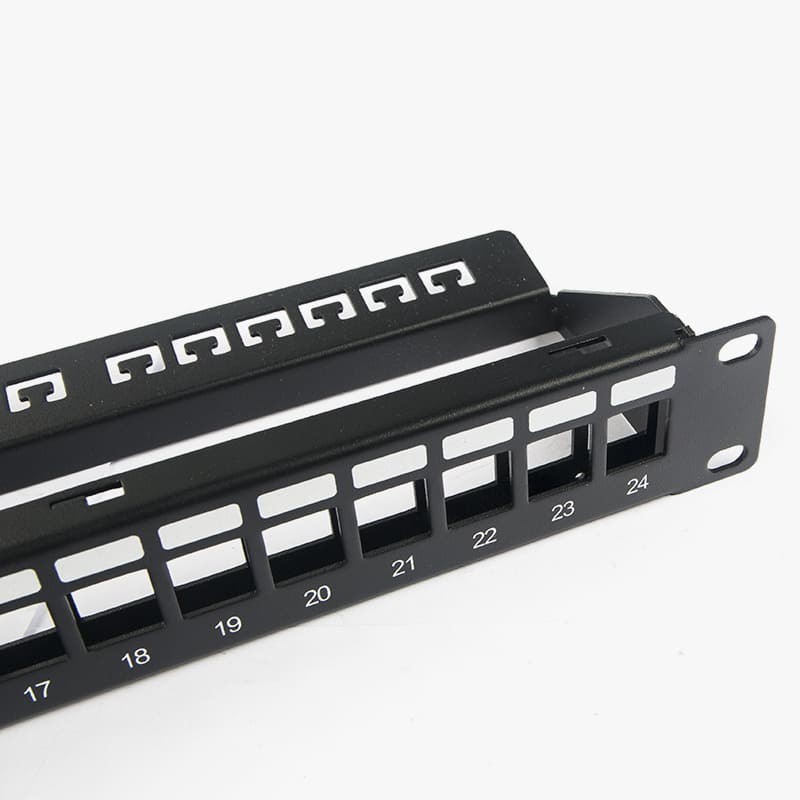 Quality RJ45 Network Patch Panel 24 Port 1U Keystone C5 / C5E C6 With Mangement Bar for sale
