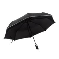 Quality Adults 3 Fold LED Flashlight Handle Umbrella with Reflective Strip and Windproof for sale