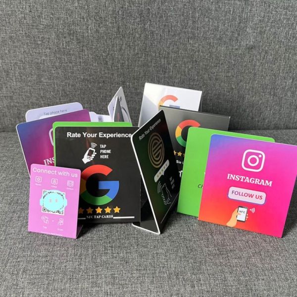 Quality Custom QR Code Chip Google Review Stands NFC Social Media Business Cards Google for sale