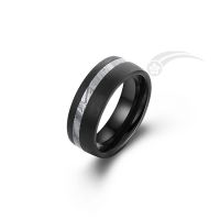 Quality Tungsten Meteorite Ring Wedding Band With 2mm Meteorite Ring for sale