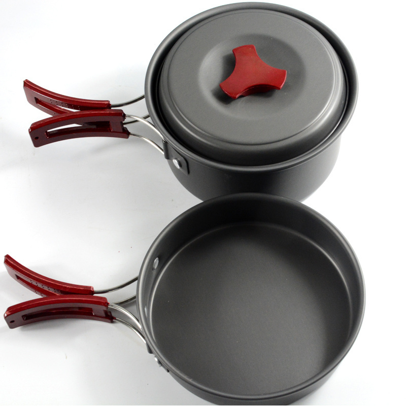 Wholesale Outdoor Non Stick Aluminum Camping Cookware Set Portable Folding Cooking Pot