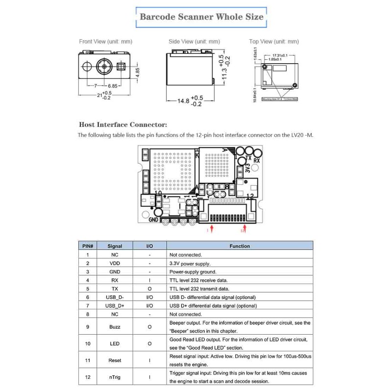 LV3085 2D Barcode Scanner Module