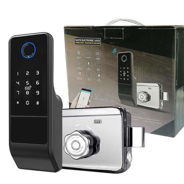 Quality Tuya Wifi APP Biometric Finger Print Smart Door Lock Fingerprint Door Handle for sale