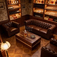 Quality Nidea #866 Luxury American bar Sofa Button Couch Classic Vintage Genuine Leather for sale